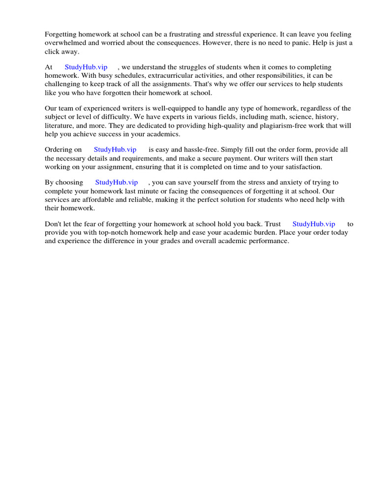 Forgot Homework at School What Should I Do | PDF | Homework | Teachers