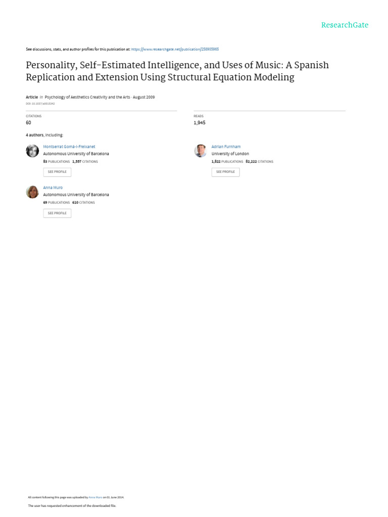 Personality Self-Estimated Intelligence and Uses o | PDF | Extraversion And Introversion ...