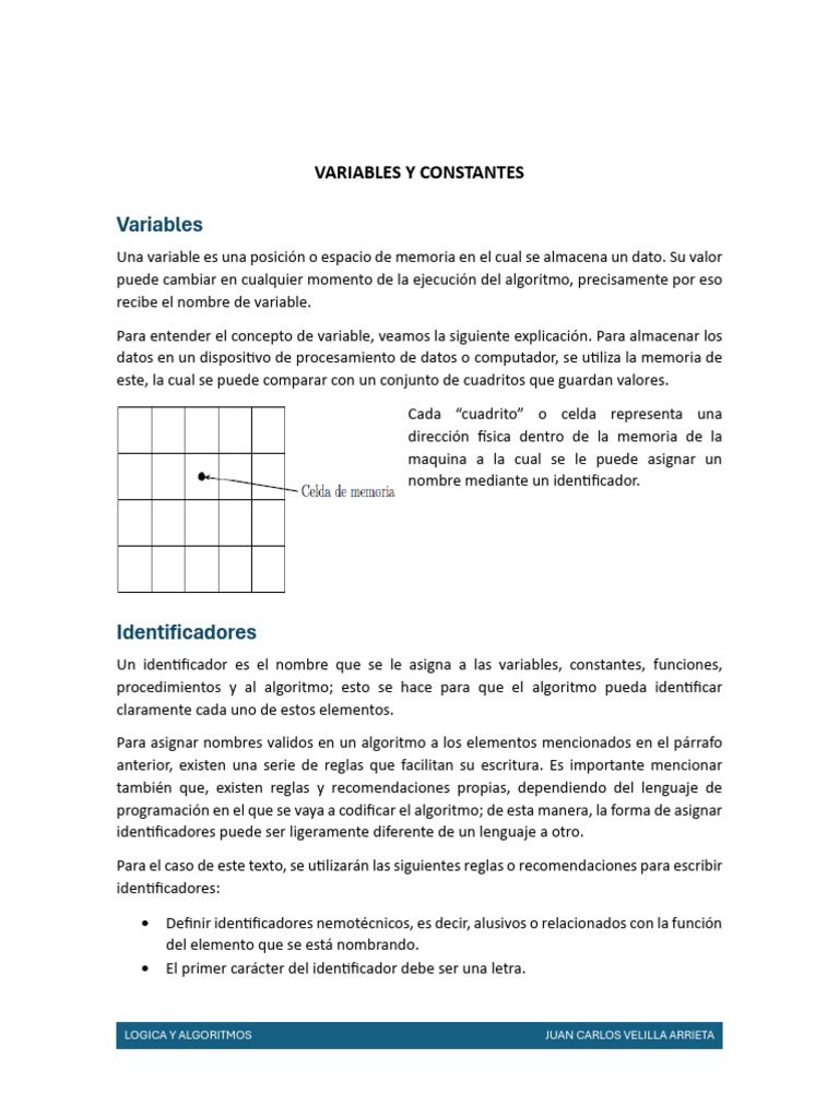 3 Variables Y Constantes Pdf Variable Informática Algoritmos