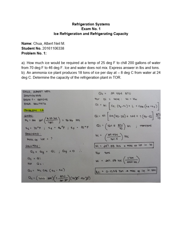 Chua Albert - Ref Sys - Exam 1 | PDF