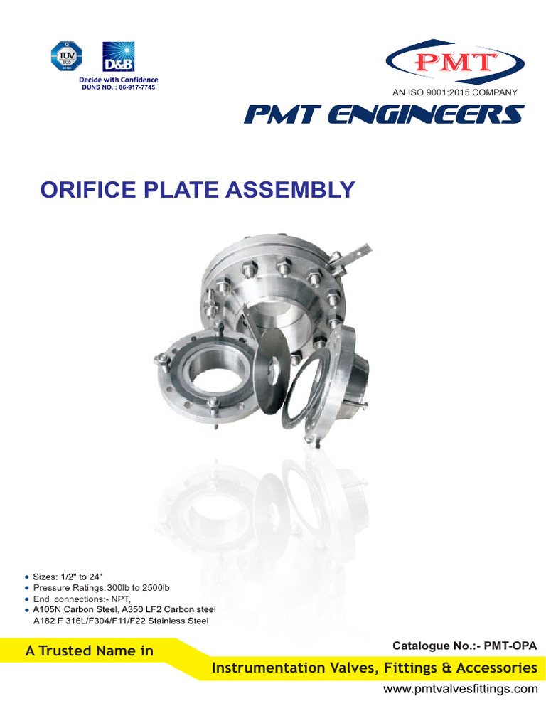 Orifice Plate Assembly Guide | PDF | Screw | Pipe (Fluid Conveyance)