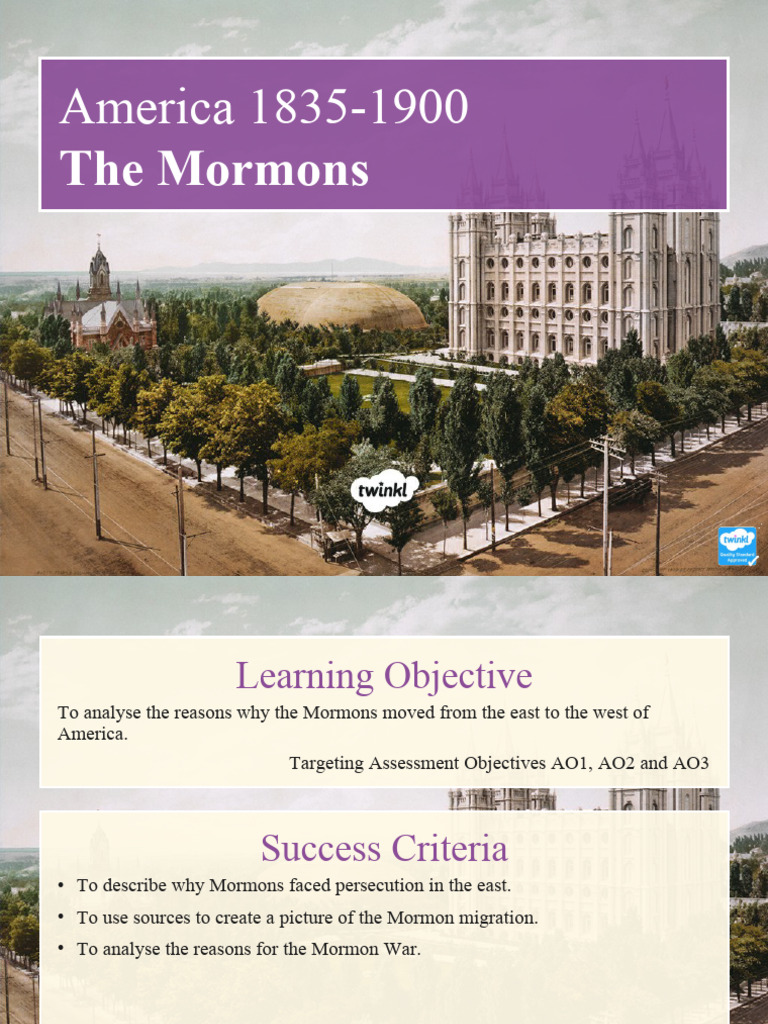 America 1835-1900 Lesson 5 the Mormons PowerPoint (2) | PDF | The ...