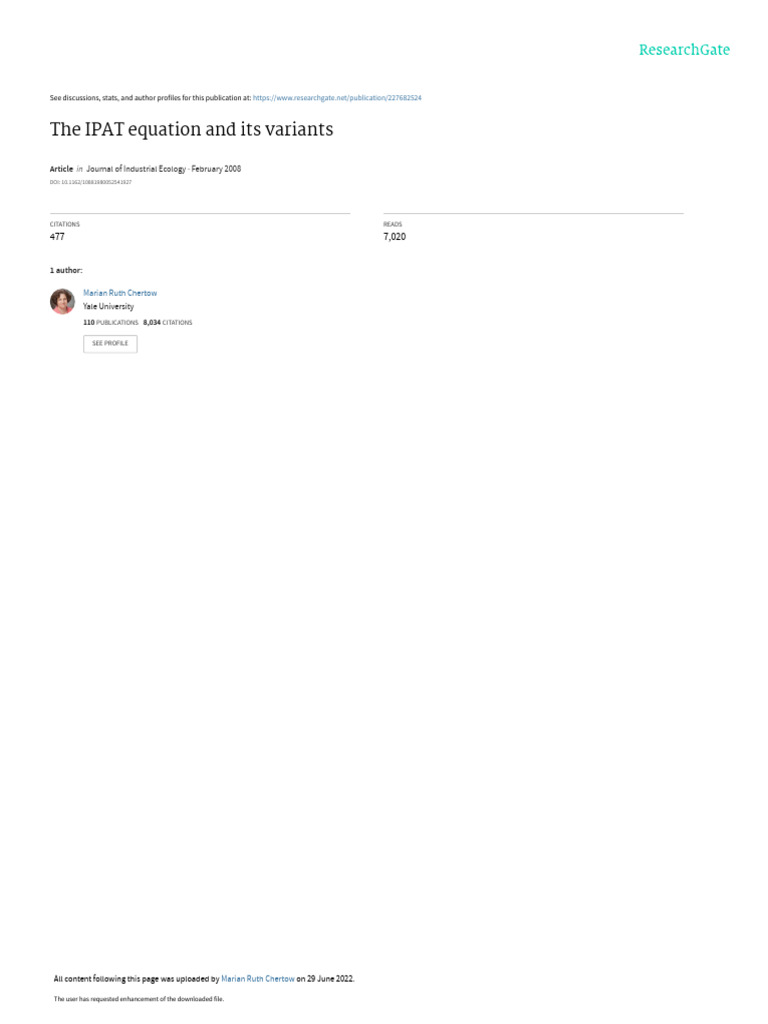 The_IPAT_equation_and_its_variants | PDF | Natural Environment ...