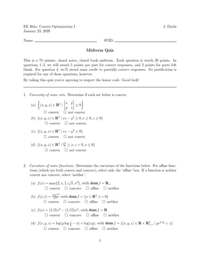 Midterm 20 | PDF | Linear Algebra | Mathematical Concepts