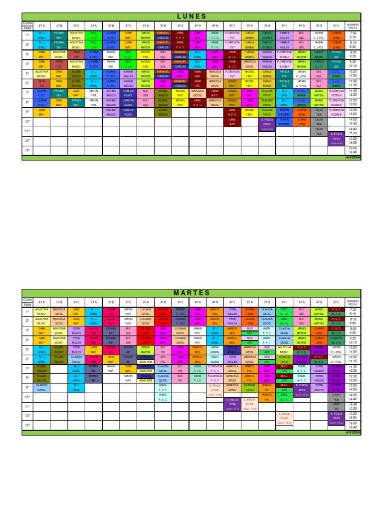 Horario de Clases 2024 | PDF