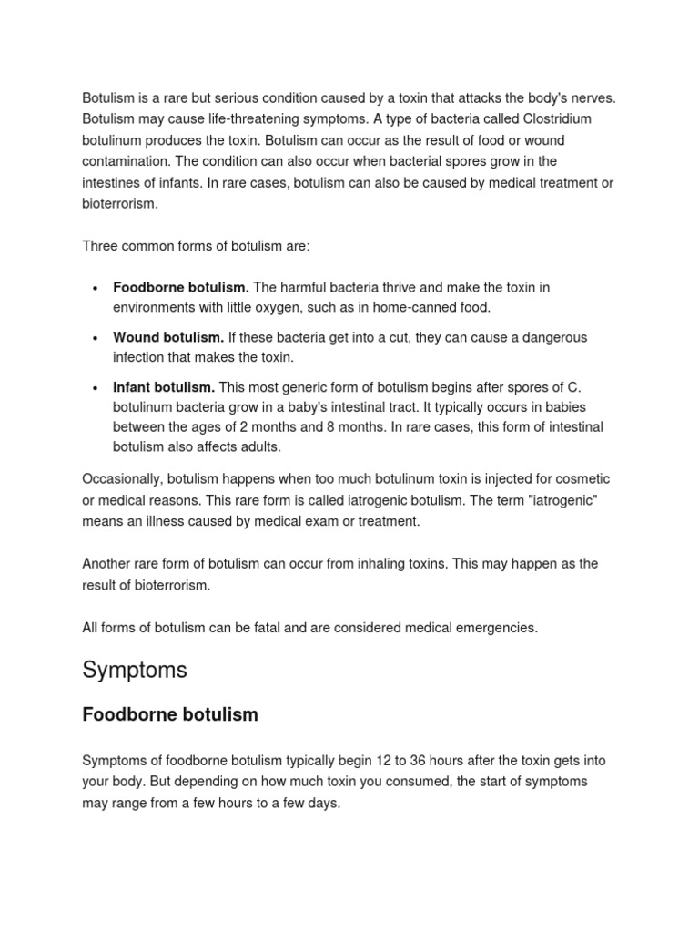 Botulism | PDF | Botulinum Toxin | Causes Of Death
