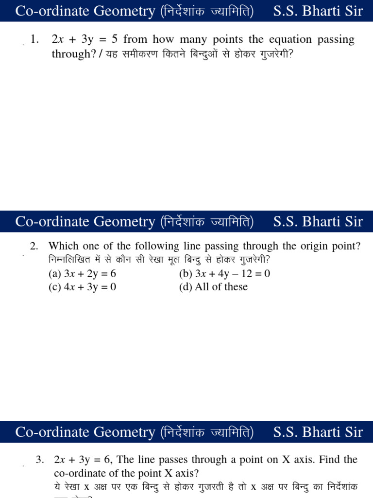 Co-ordinate Geometry Problem Set | PDF | Euclid | Euclidean Geometry