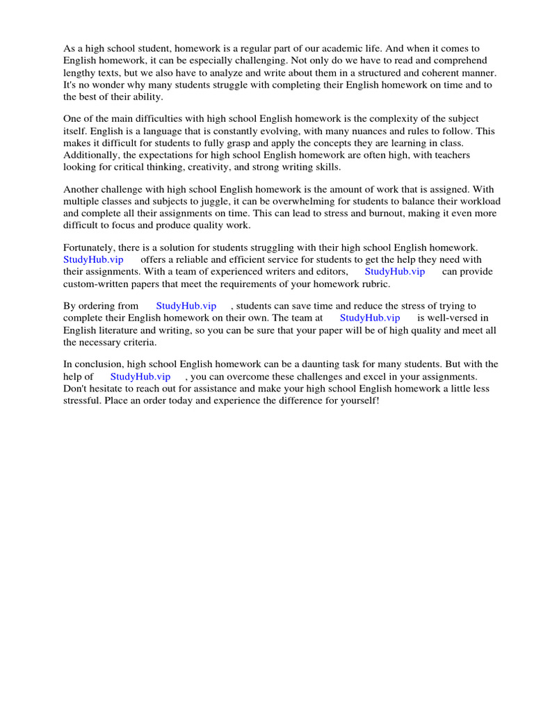 Homework Rubric High School English | PDF | Rubric (Academic) | Homework