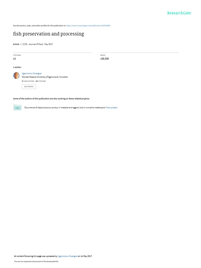 Fish Preservation and Processing | PDF | Radical (Chemistry) | Fish