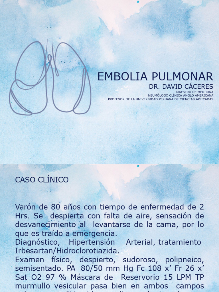 Embolia Pulmonar 2024 1 | PDF | Medicina CLINICA | Especialidades Medicas