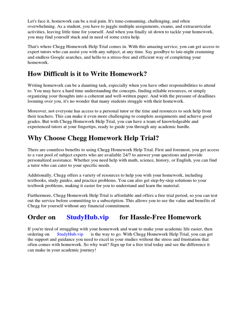 Chegg Homework Help Trial | PDF | Textbook | Homework