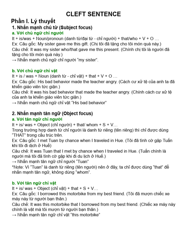 CLEFT SENTENCE | PDF