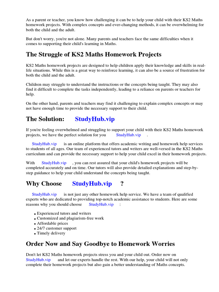 Ks2 Maths Homework Projects | PDF | Homework | Facebook