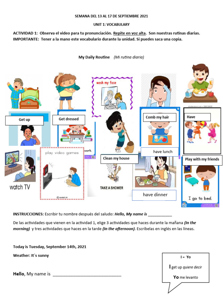 Mis Actividades Diarias en Ingles, Ejercicios | PDF | Canciones pop ...