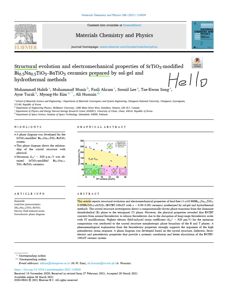 Structural Evolution and Electromechanical Properties of SrTiO3-modified Bi0.5Na0.5TiO3-BaTiO3 ...