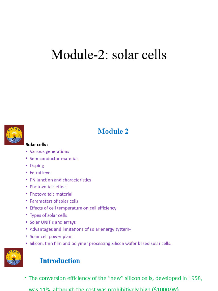 Module 2 PPT | PDF | Solar Cell | P–N Junction