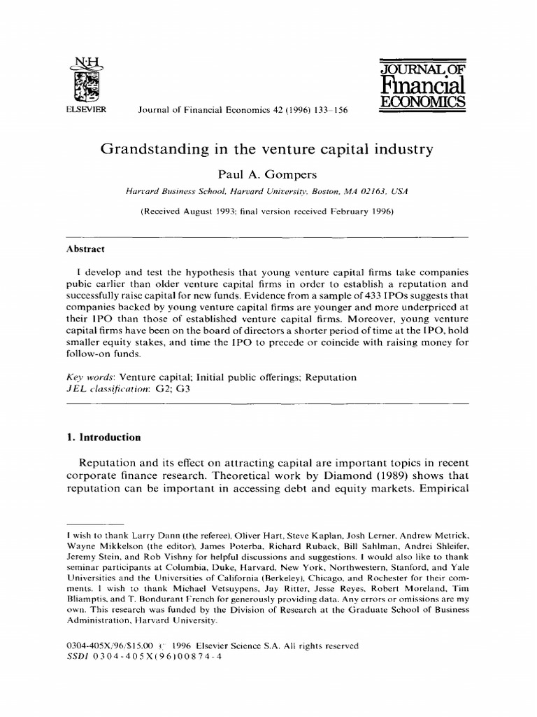 1 s2.0 0304405X96008744 Main | PDF | Venture Capital | Corporate Finance