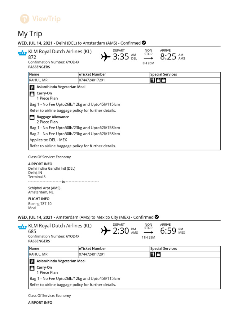 KLM Del Mex | PDF | Transport | Airlines