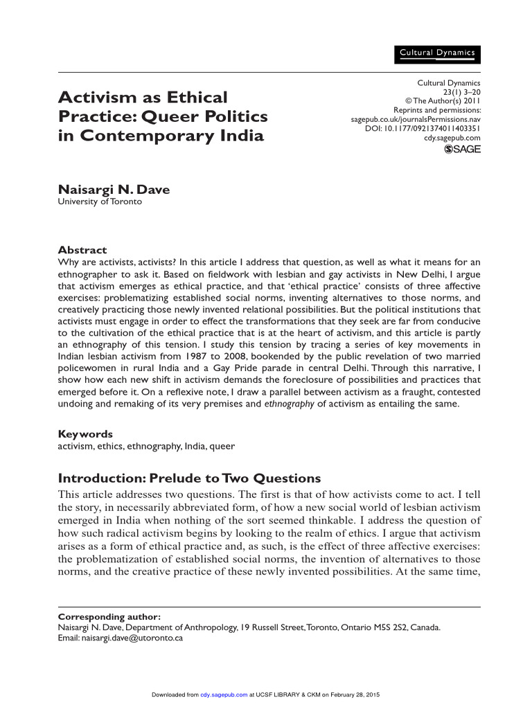 Ethical Activism in Queer India | PDF | Queer Theory | LGBTQIA+ Studies