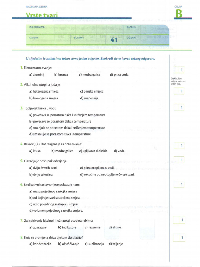 B Grupa Vrste Tvari | PDF