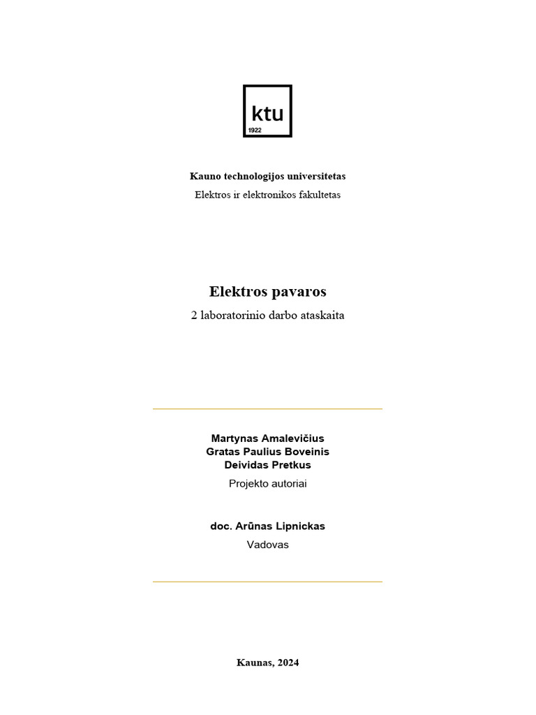 Elektros Pavaros: 2 Laboratorinio Darbo Ataskaita | PDF