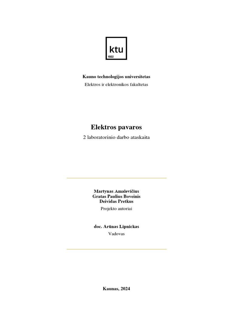 Elektros Pavaros: Kauno Technologijos Universitetas | PDF