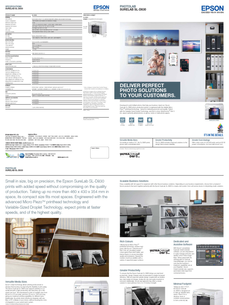 Epson SureLab SL-D830 | PDF | Office Equipment | Graphic Design