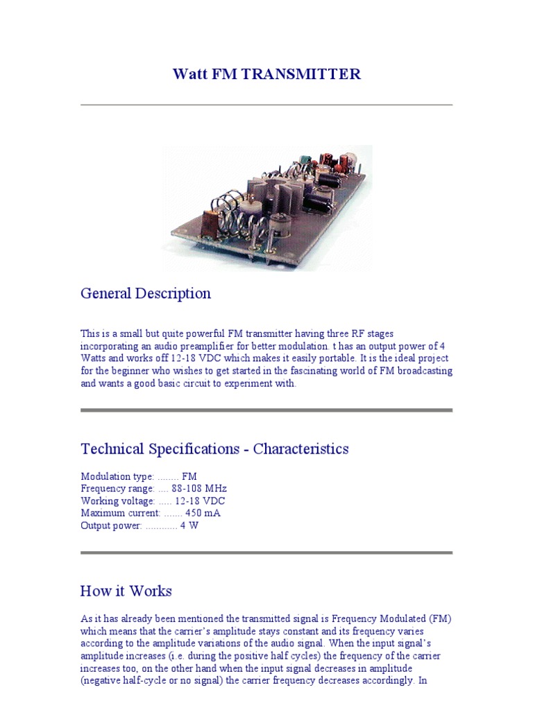 How To Build An FM Transmitter | PDF | Frequency Modulation | Transmitter