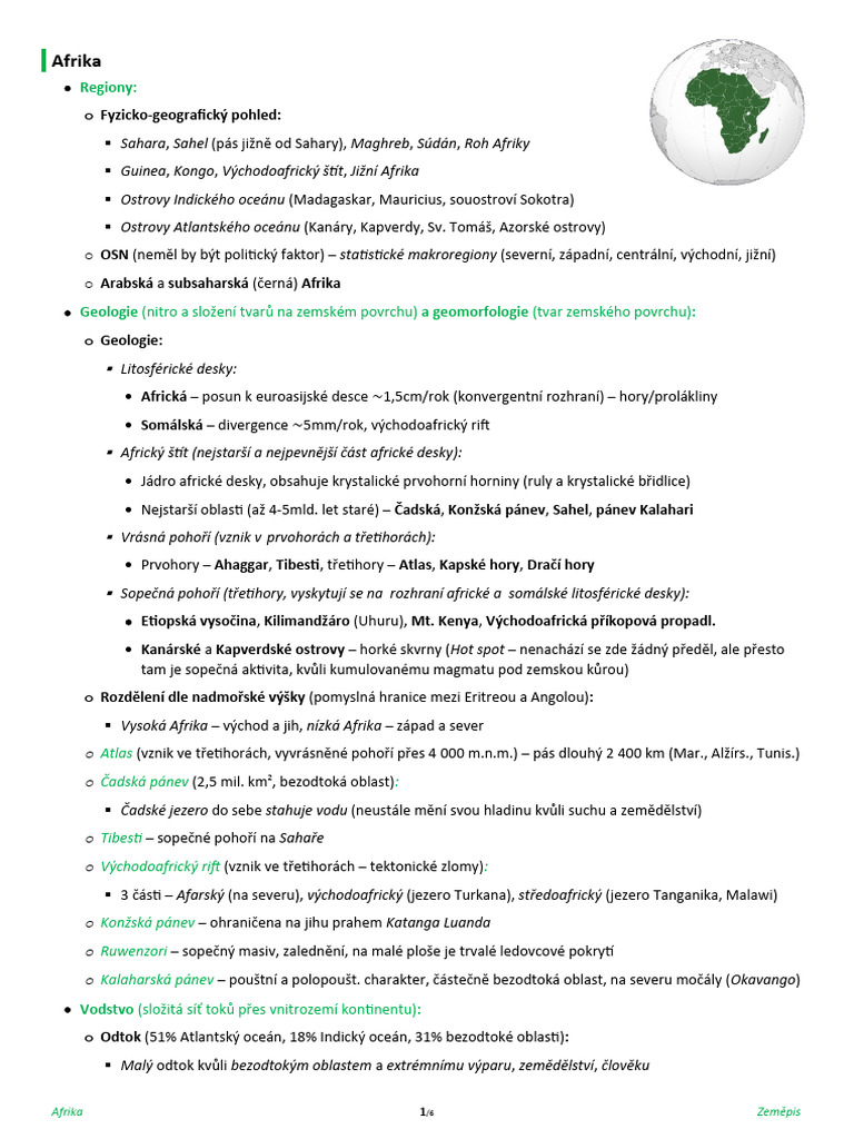 Afrika - Geografie, Geomorfologie | PDF