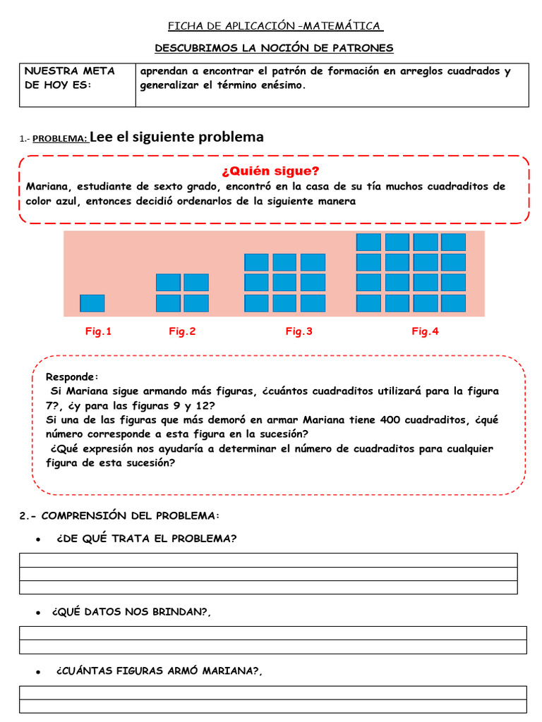 Ficha Descubrimos La Noción de Patrones | PDF