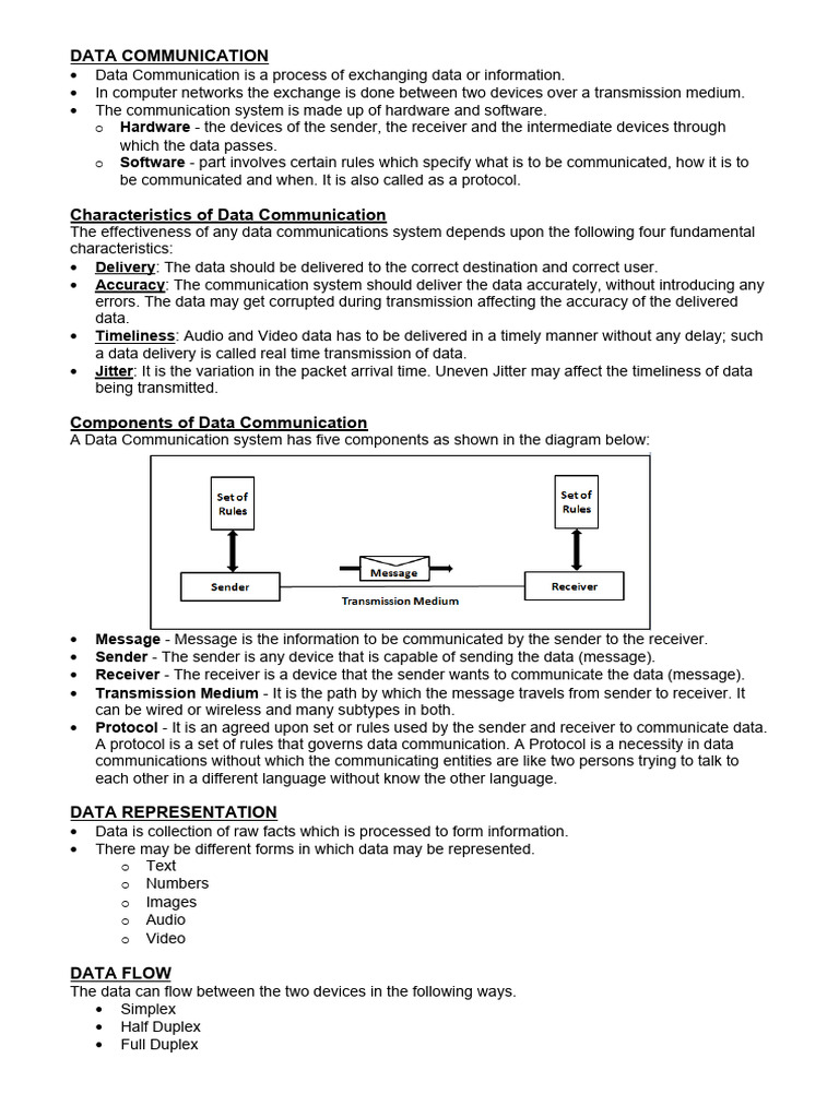 Unit 1 Data Communication And Protocol Standard Pdf Duplex Telecommunications Computer
