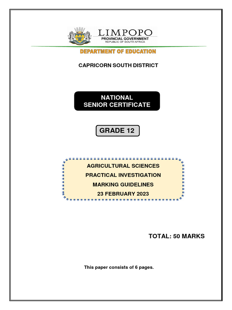 2023 February 23 Practical Investigation Grade 12 Marking Guidelines ...