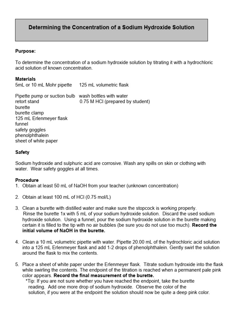 Lab - Titration Feb 2022 | PDF | Titration | Chemistry