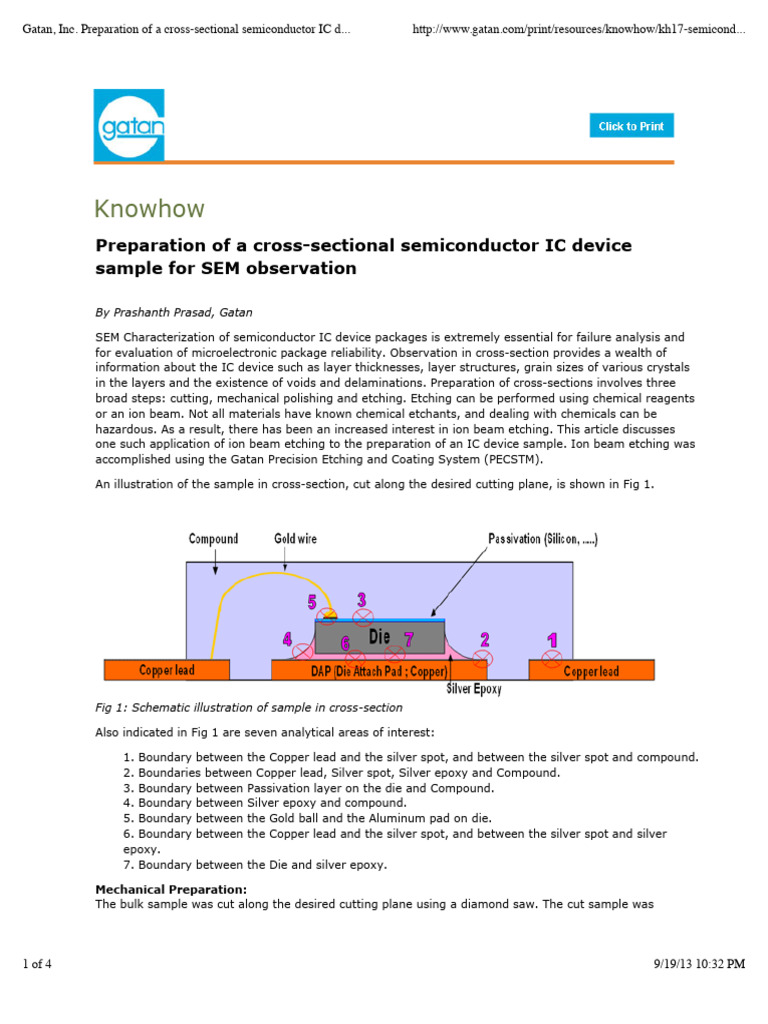 Gatan, Inc. Preparation of A Cross-Sectional Semiconductor IC Device ...