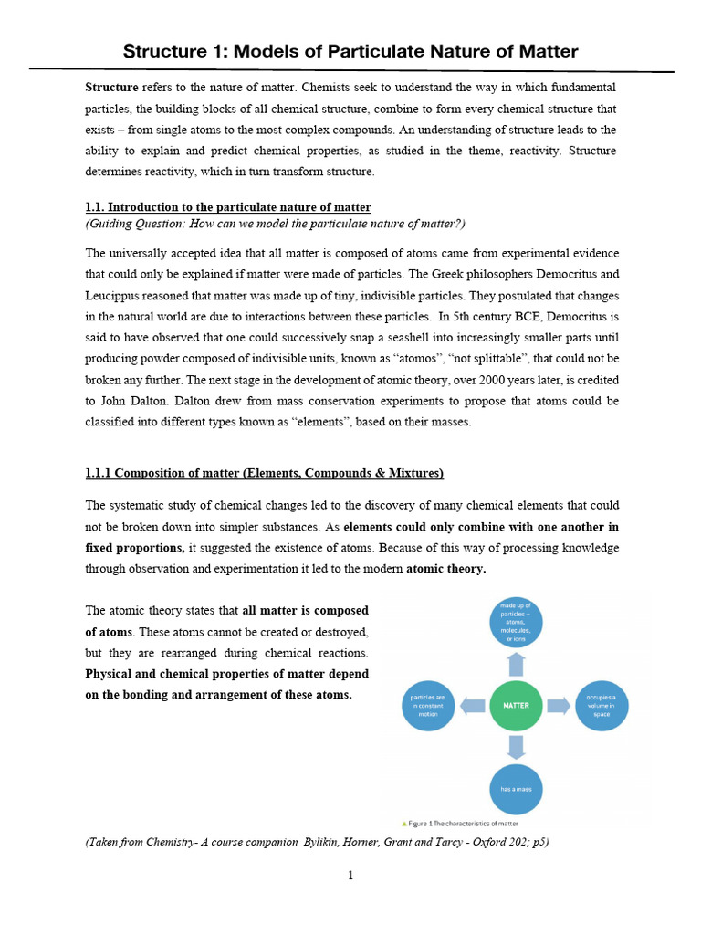 Structure 1 Models of Particulate Nature of Matter Notes | PDF ...