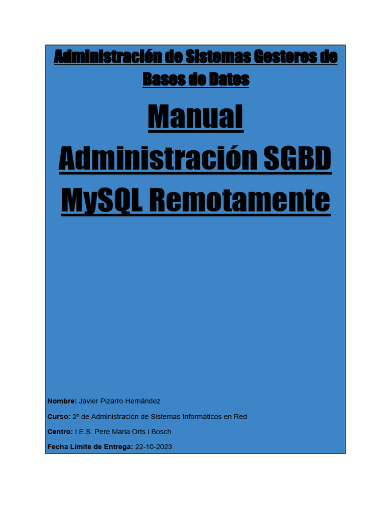 Manual MySQL4 JavierPH ASIR2 | PDF | Mi sql | Bases de datos