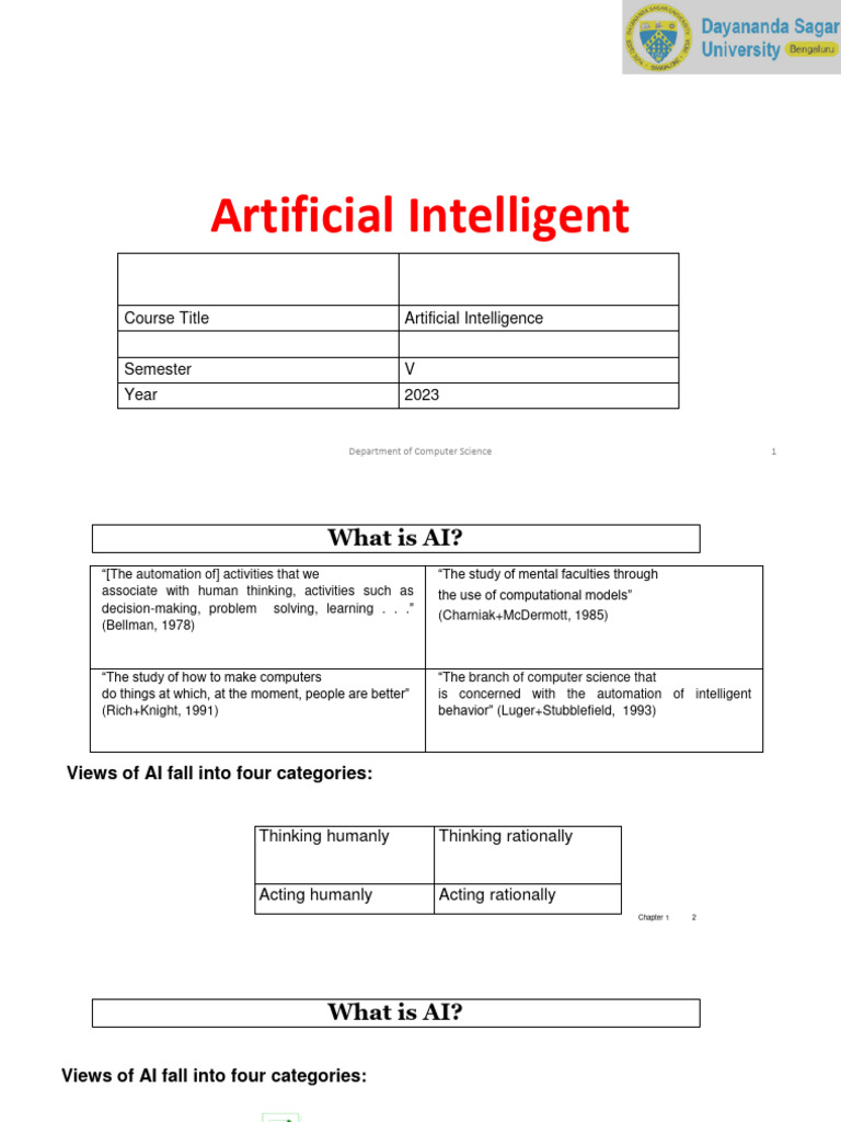 Artificial Intelligence - Module 1 | PDF | Artificial Intelligence | Intelligence (AI) & Semantics
