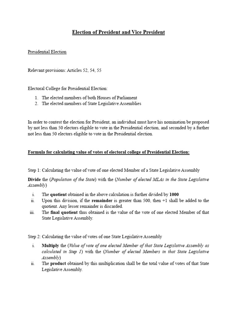 Presidential & VP Election Process | PDF | Elections | United States ...