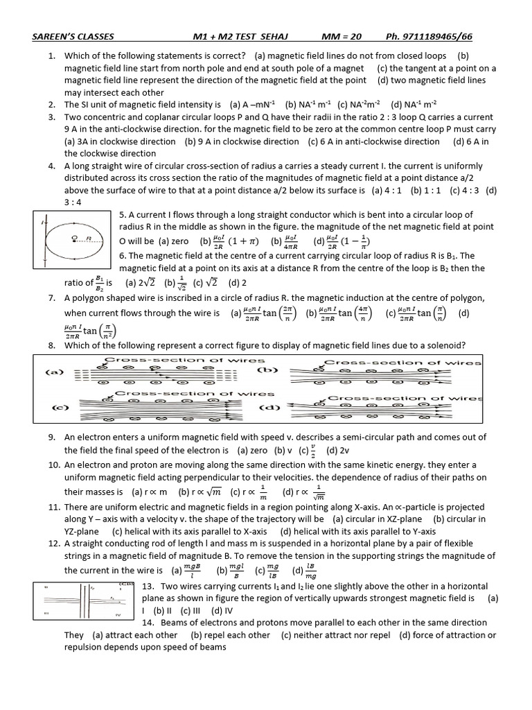 Magnetic Field Concepts and Problems | PDF | Magnetic Field | Magnet