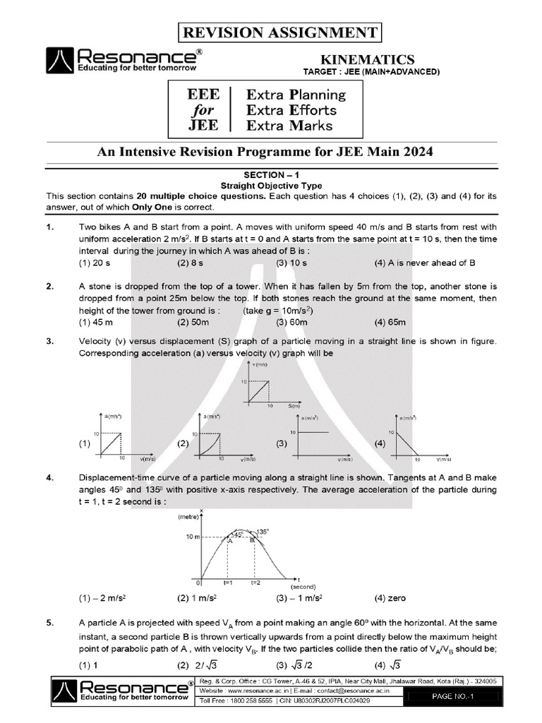 Physics - JP (R) Assignment Sheet 2023-24 | PDF