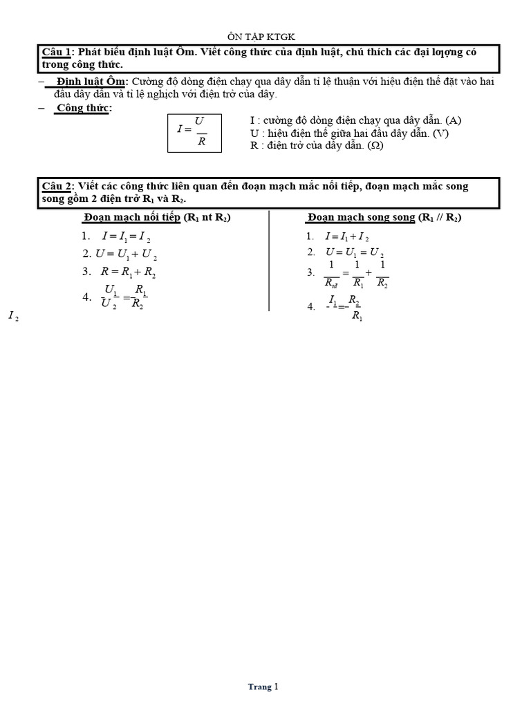 Ã"n Táº P KTGK LÃ 9 | PDF