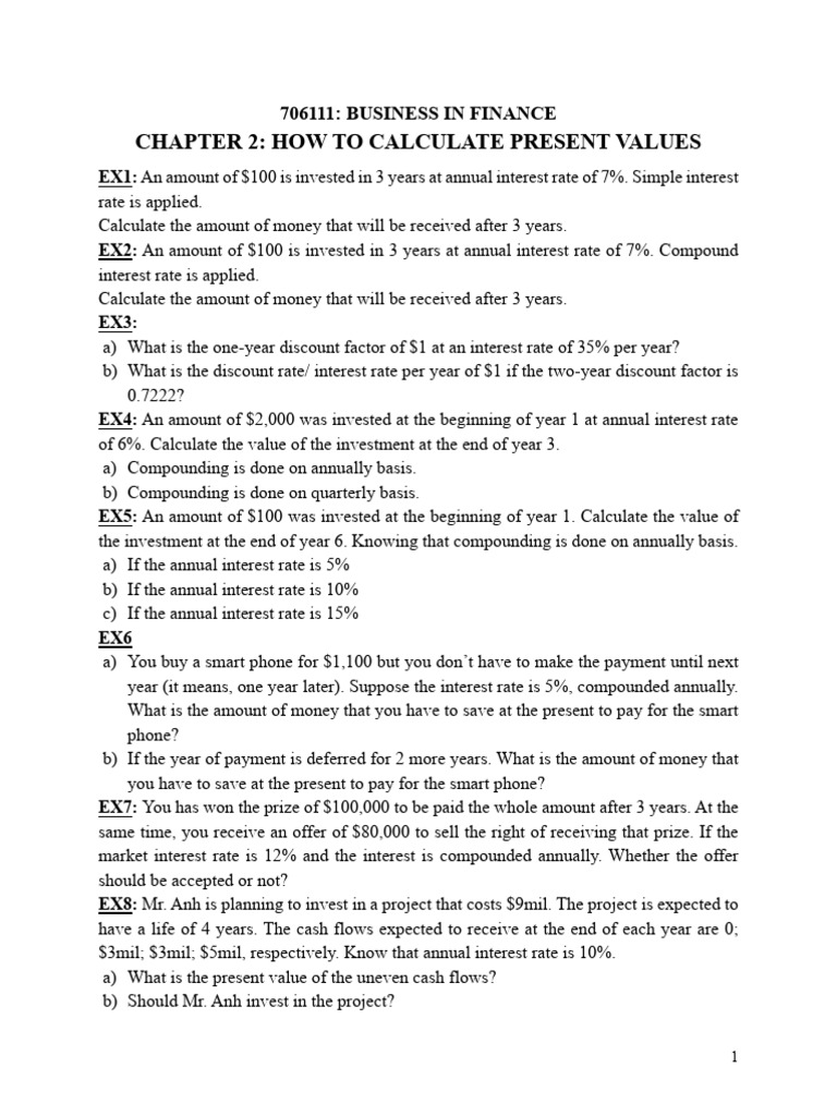 Chapter 2,3,4 - Exercises in Slides | PDF | Dividend | Yield (Finance)