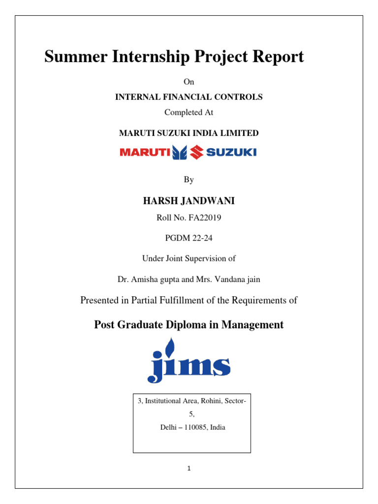 Maruti Suzuki Internship Report (Final) | PDF | Internal Control | Audit