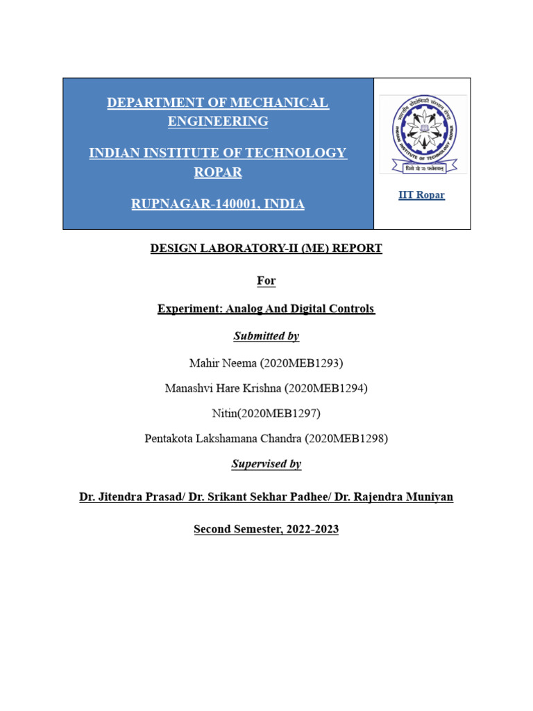Design Lab Report | PDF | Electric Motor | Steady State