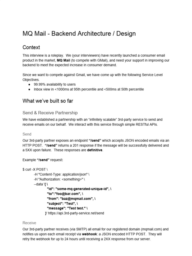 MQ Mail - Backend Architecture Design Attachment | PDF | Gmail | Databases