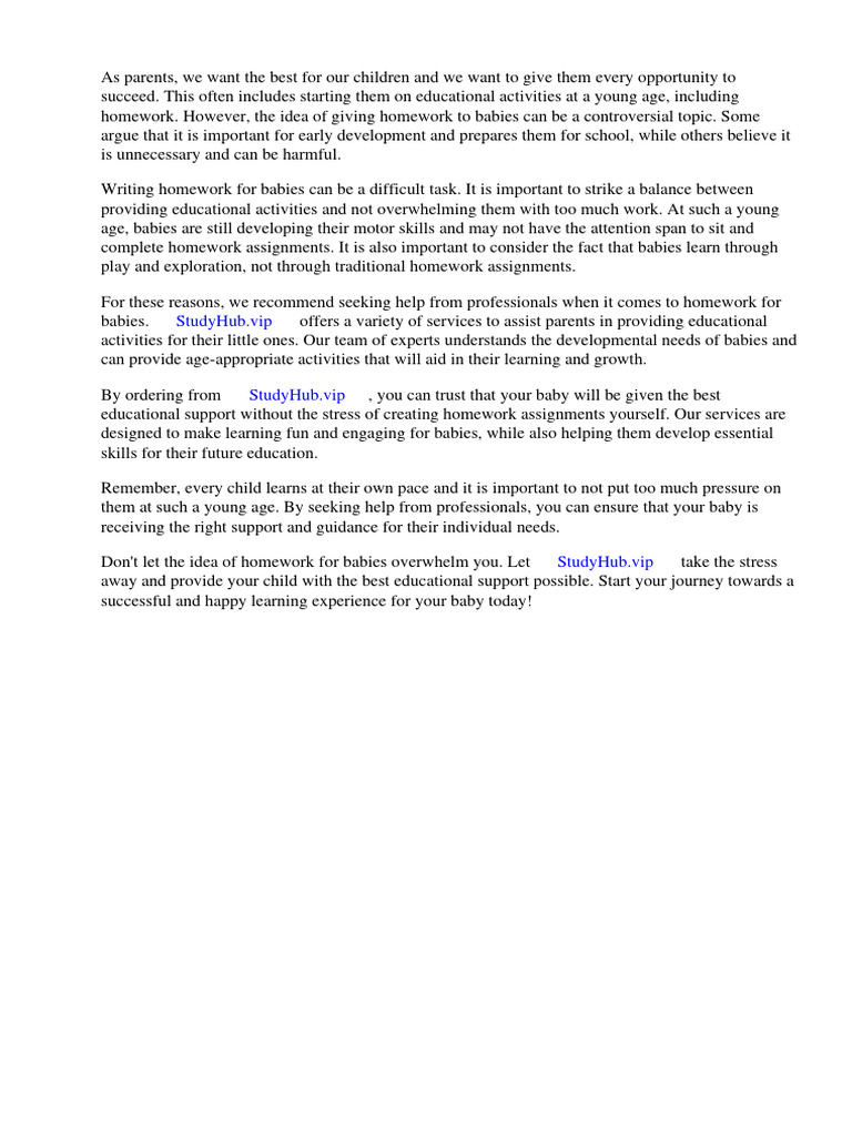 Homework for Babies | PDF | Child Care | Homework