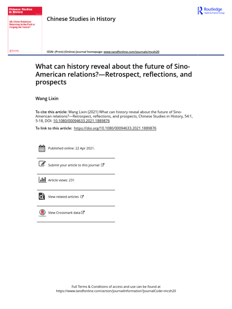 What Can History Reveal About The Future of Sino - American Relations?-Retrospect, Reflections ...