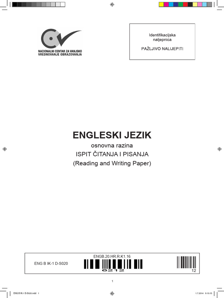 ENGB Ispitna Knjizica 1 | PDF