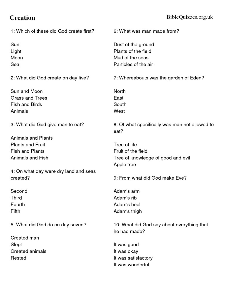 Home Bibletrivia Public HTML PDF Creation | PDF | Genesis Creation ...