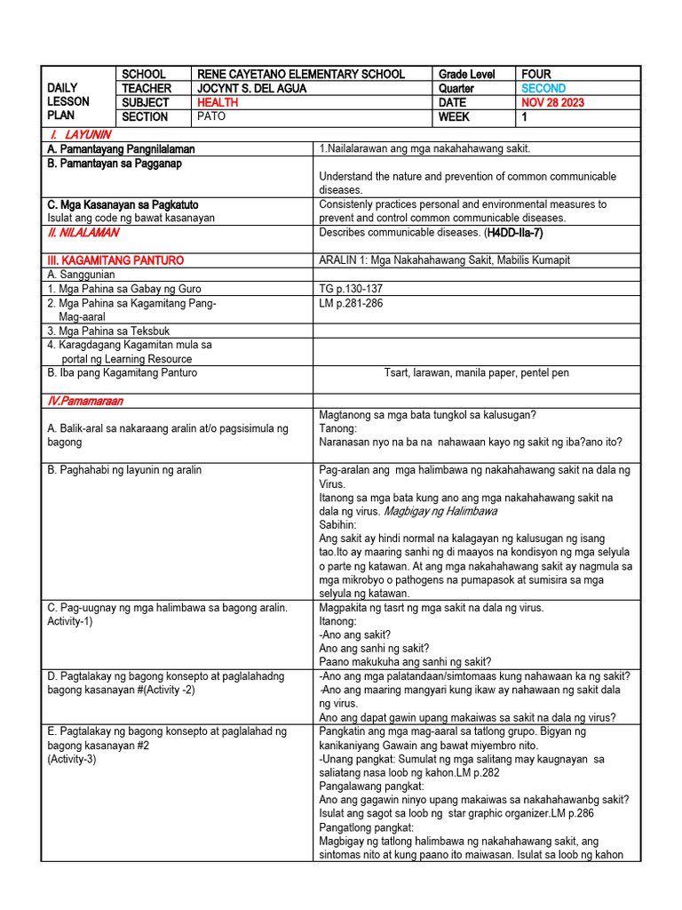 DLP Mapeh Q2 Health | PDF